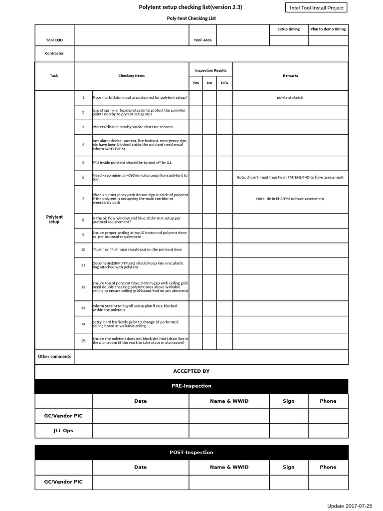 Intel_Poytent Checklist_v2.3 | PDF