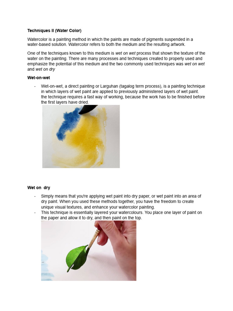 Watercolor Techniques: Wet on Wet & Dry | PDF