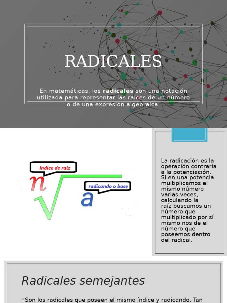 Conceptos y Propiedades de Radicales | PDF