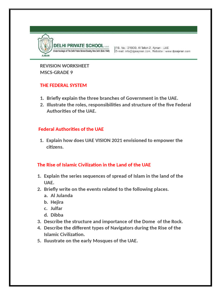 UAE Federal System and Islamic Civilization | PDF