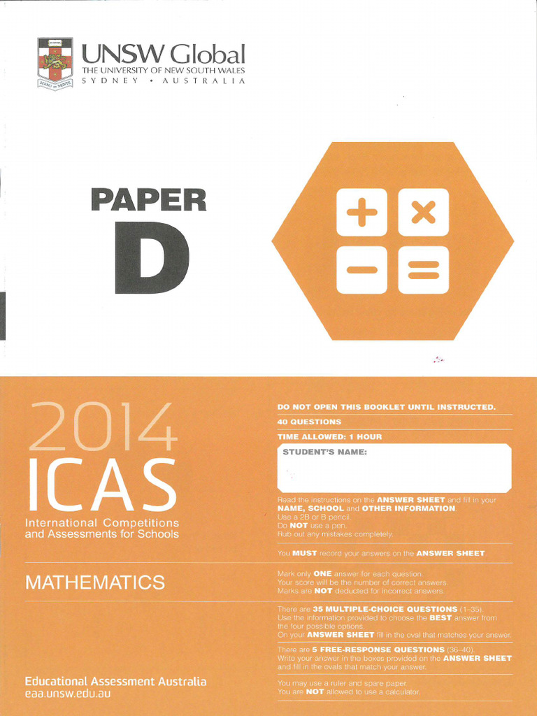 Math Icas 208 Paper d | PDF