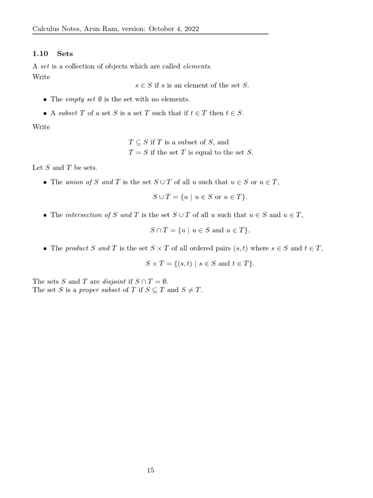 Understanding Sets in Calculus Notes | PDF