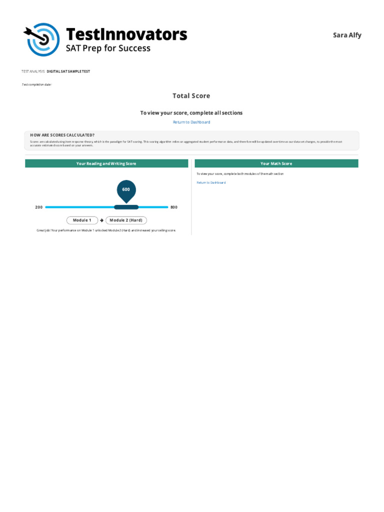 SAT Reading and Writing Results | PDF | Information | Sat