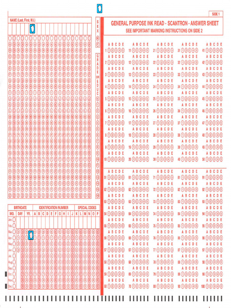 Scantron Form | PDF