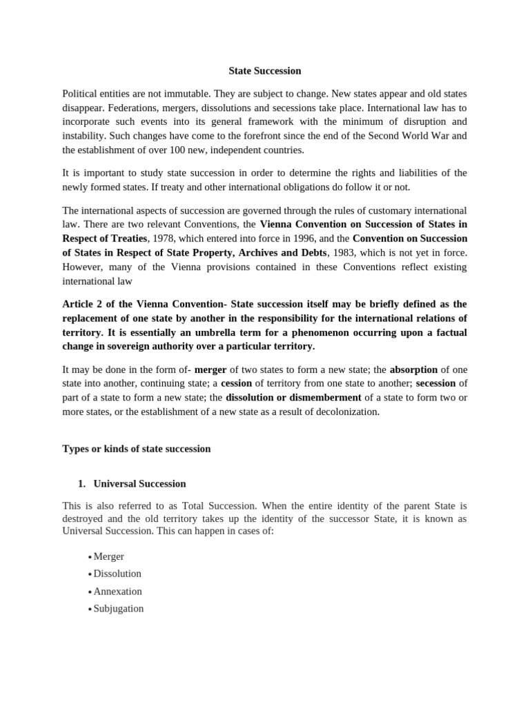 State succession (1) | PDF | Treaty | International Law