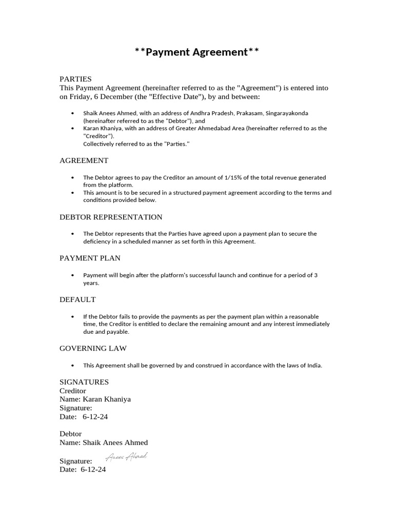 Payment Agreement | PDF