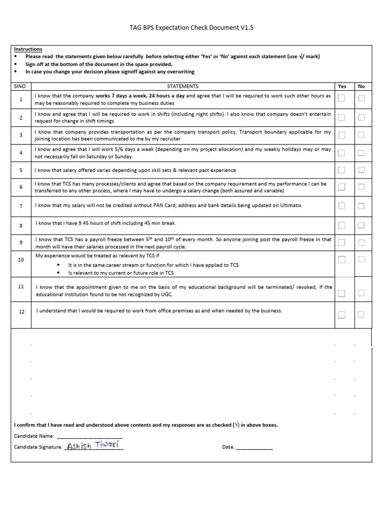 Expectation Check Document v1.5 - Final (Ashish) | PDF