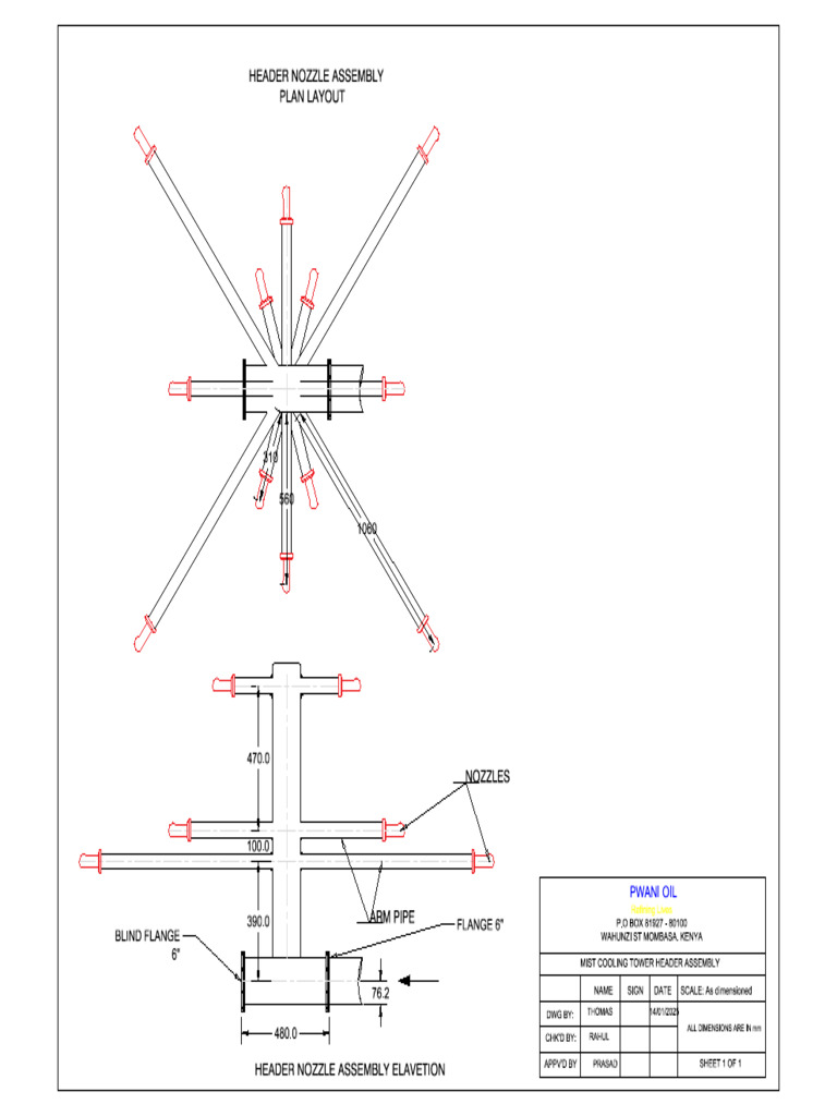 Mist Cooling Tower Header Plan | PDF