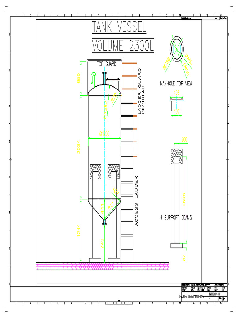 Tank Vessel 2300l-ISO A1 Layout | PDF