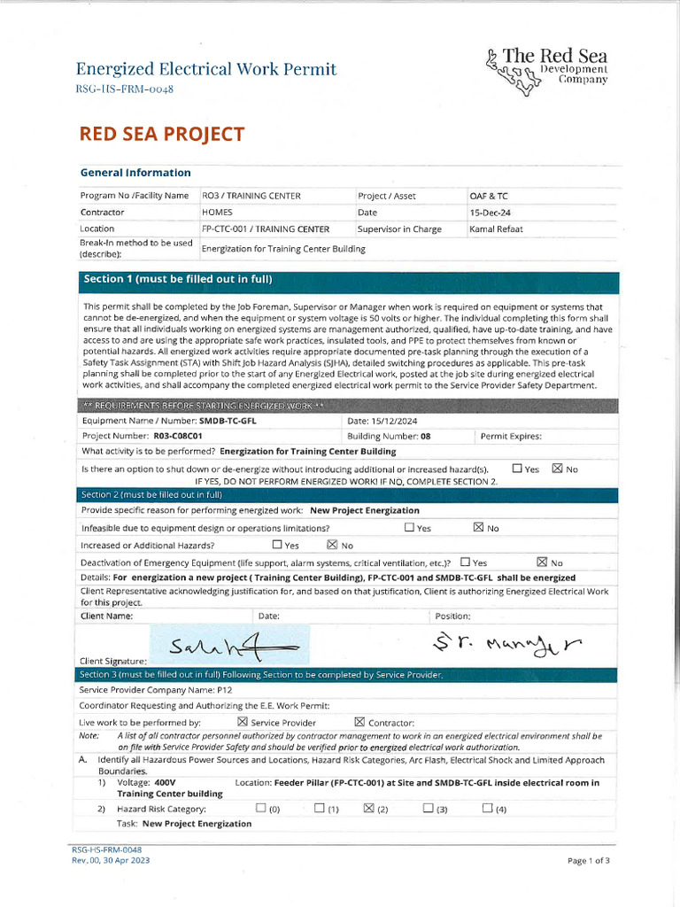 Energization Permit - TC | PDF