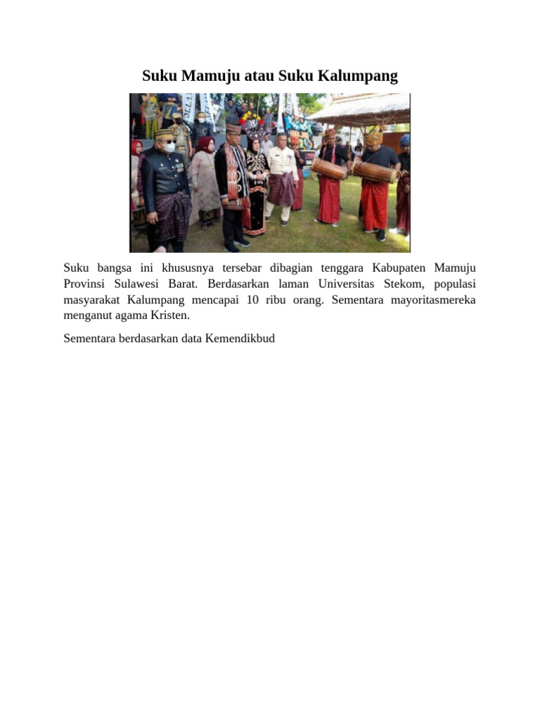 Suku Mamuju Atau Suku Kalumpang | PDF