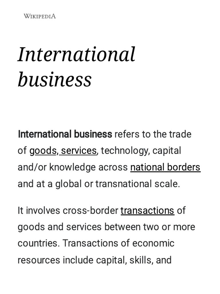 International Business Overview | PDF | International Business ...