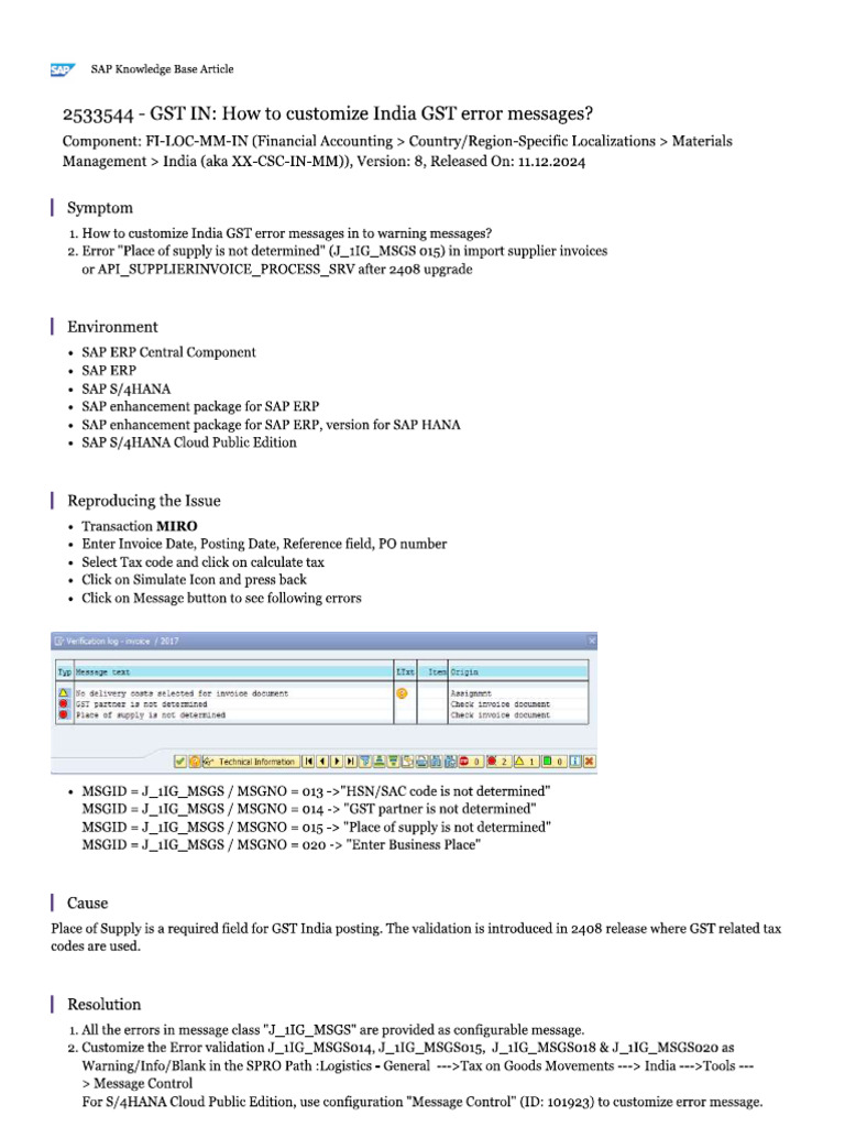 SAP Note | PDF