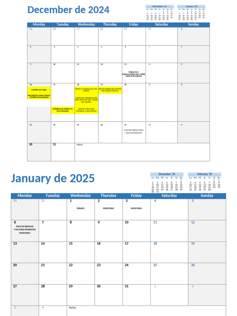 CALENDARIO ENTREGAS | PDF CALENDARIO ENTREGAS | PDF