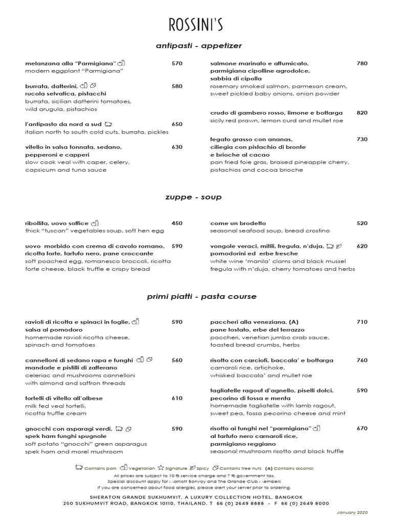 bd89920a_bkklc-rossinis-dinner-menu | PDF | Italian Cuisine | Foods