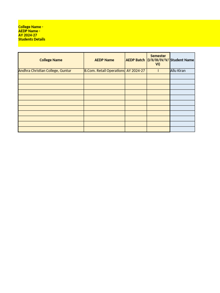 AEDP Batch Wise Students List | PDF