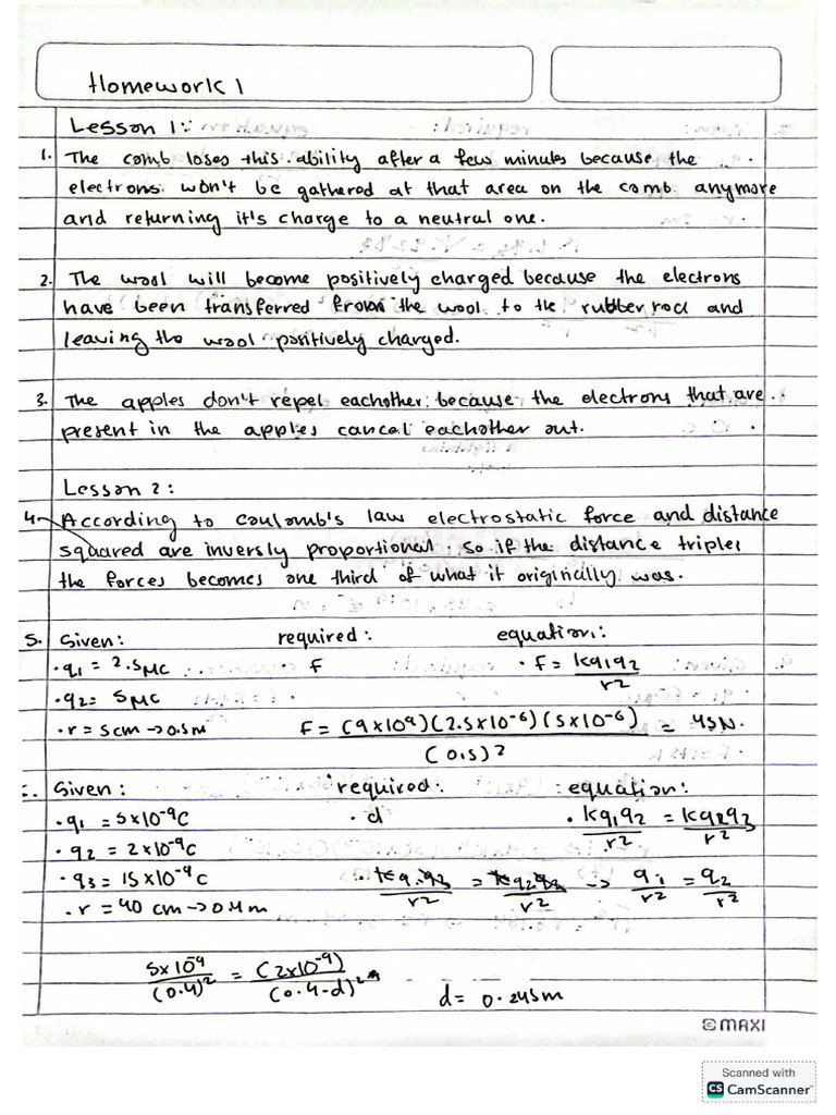 Physics Homework 1 | PDF