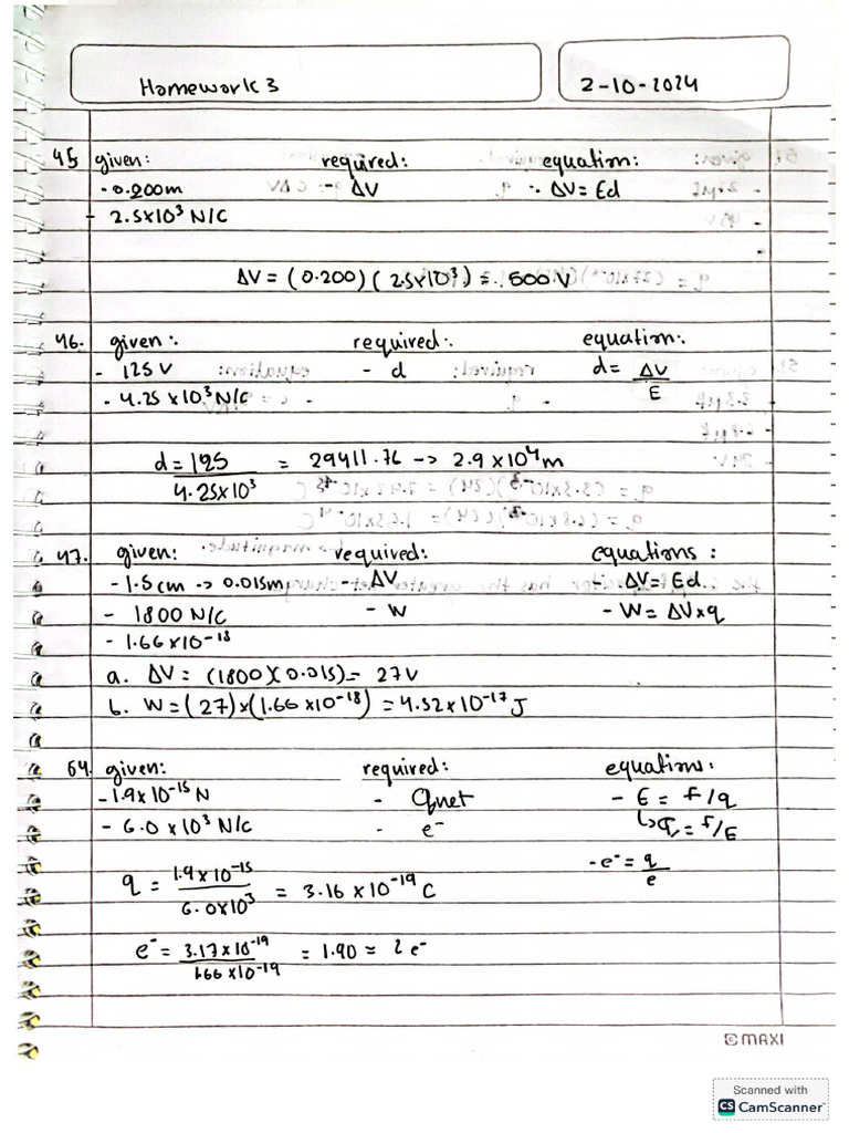 physics hw 3 | PDF