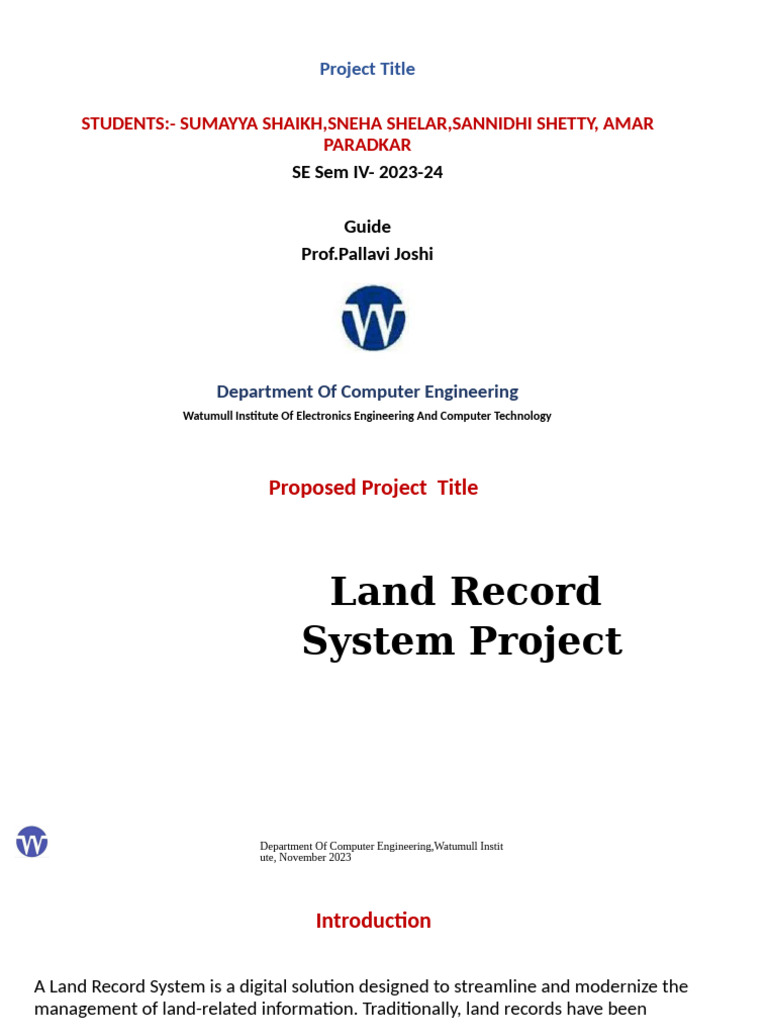 Land Record System | PDF | Computing | Information Technology