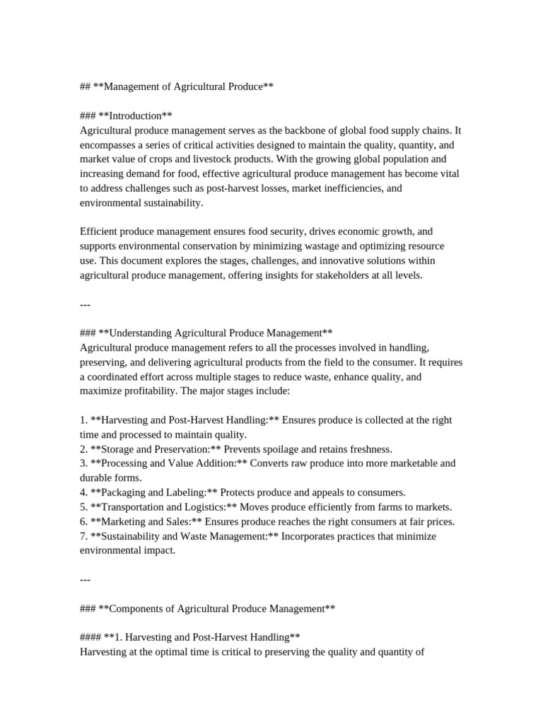 Agricultural Produce Management Essentials | PDF | Agriculture | Food ...