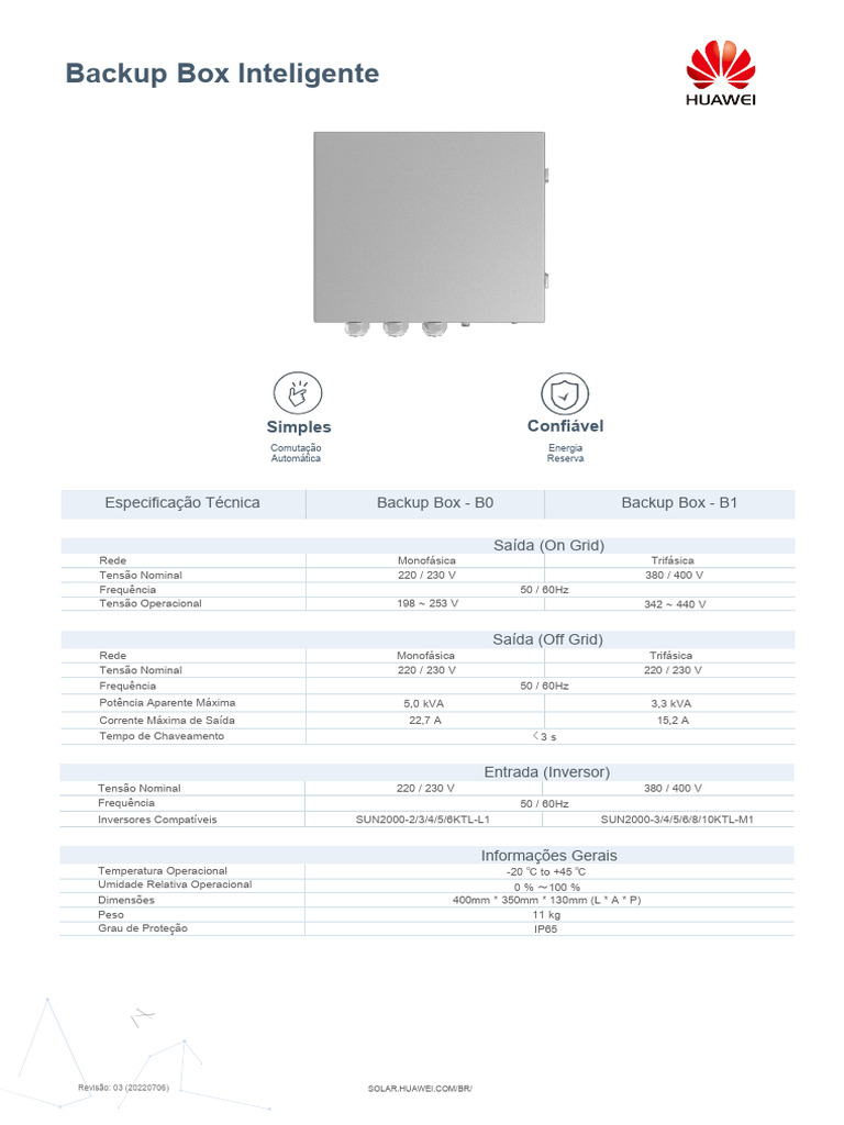 Especificações da Backup Box Huawei | PDF | Potência (Física) | Ciência ...