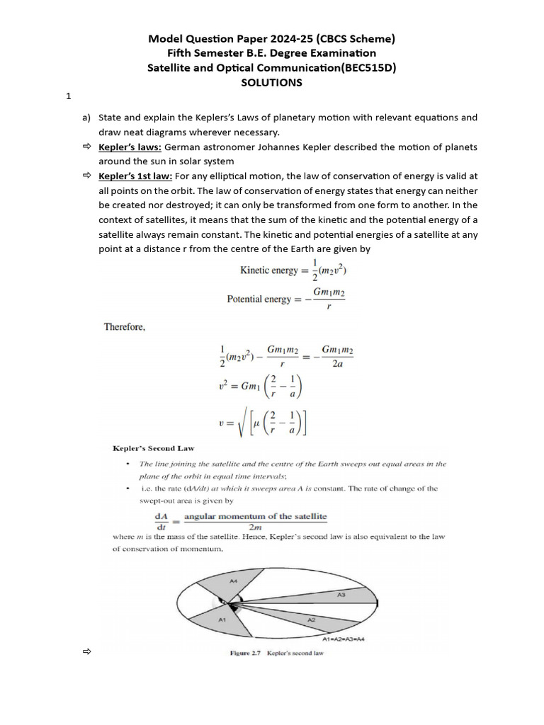 Mqp Solution BEC515D | PDF | Optical Fiber | Orbit