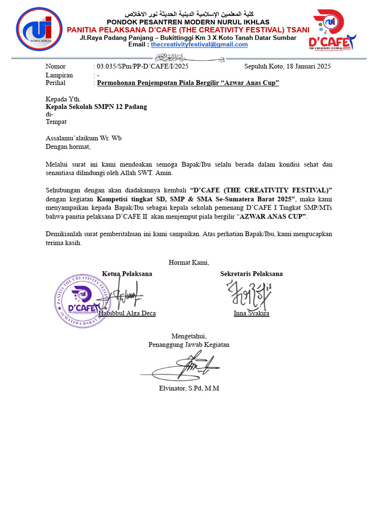 Surat Permohonan SMPN 12 Padang | PDF