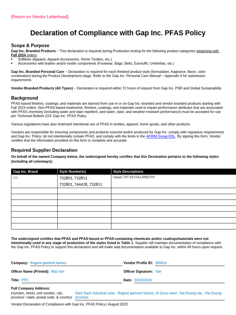 Pfas Declaration 1025 Pdf