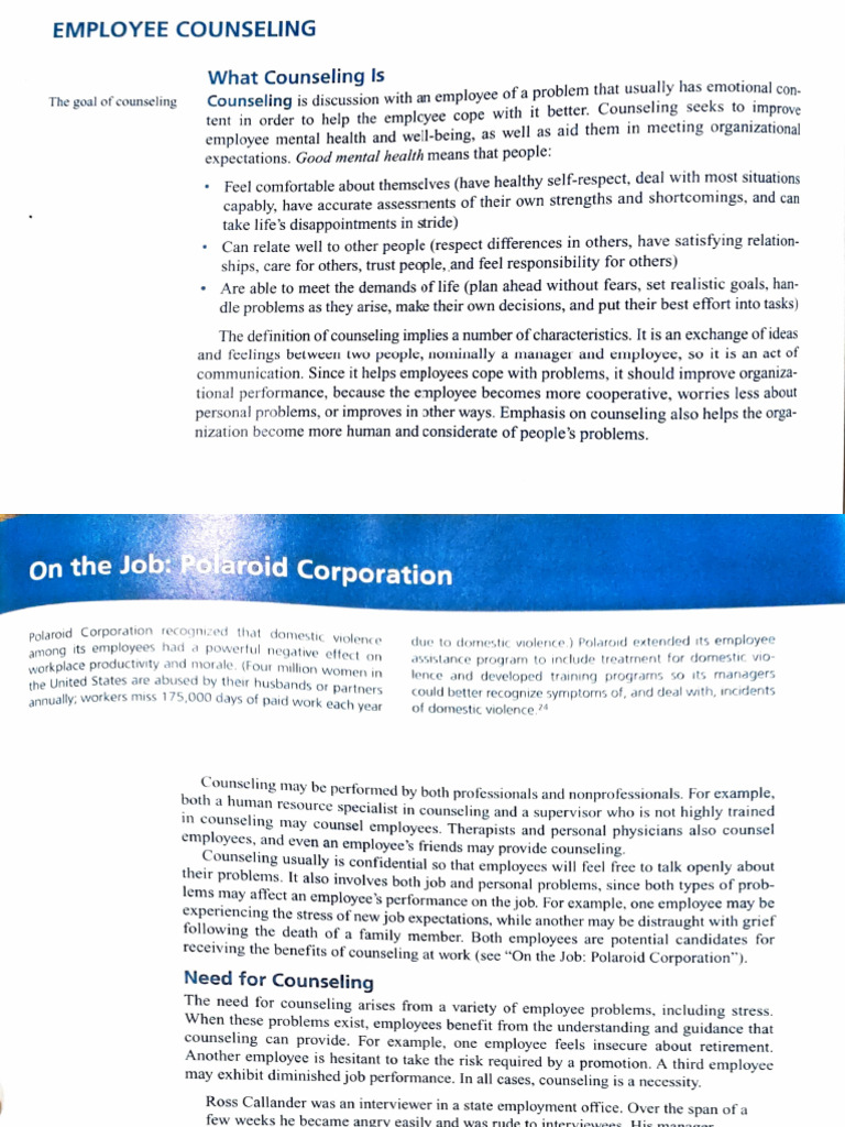 Employee counselling | PDF | Thought | Psychotherapy
