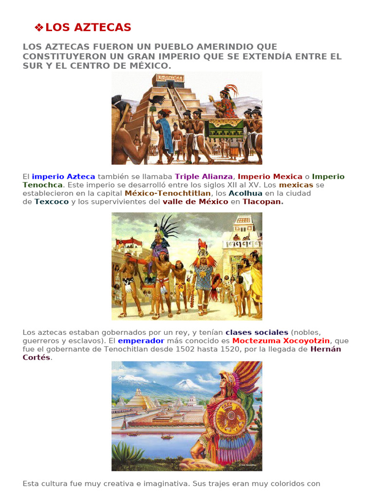 Civilizaciones Precolombinas: Aztecas, Incas y Mayas | PDF | Imperio ...