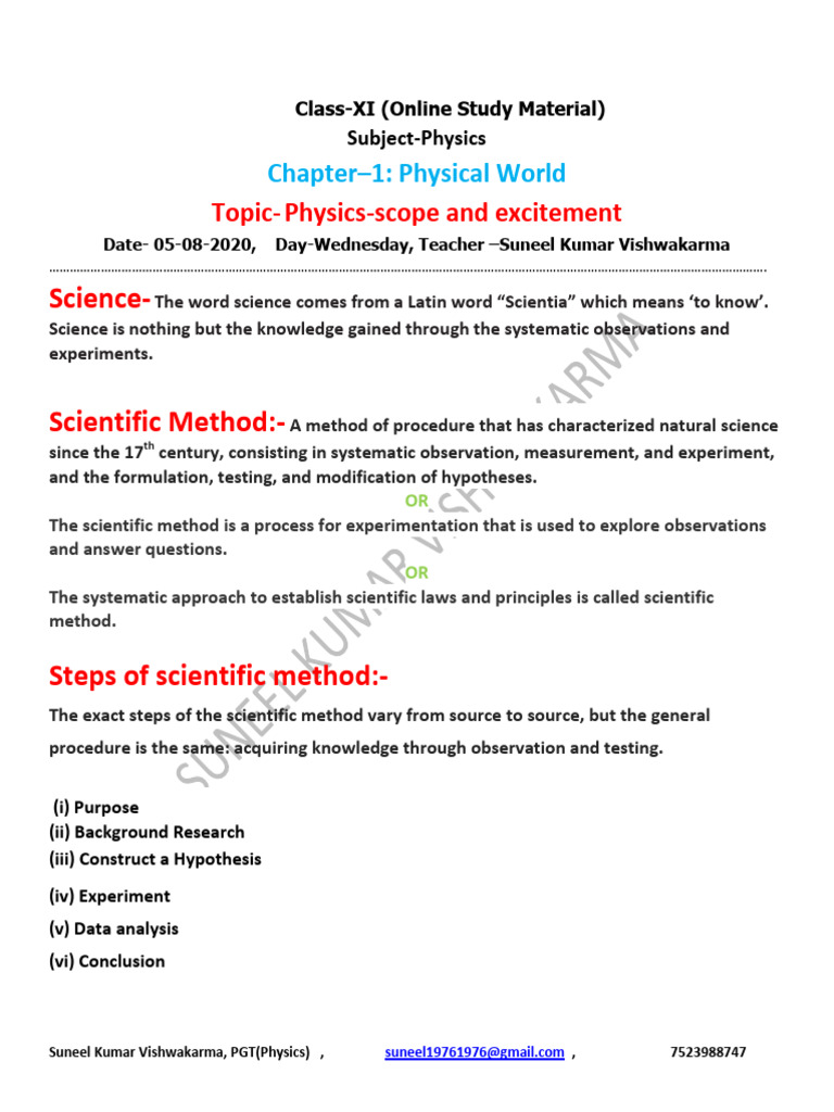 Chapter 1 Physical World | PDF | Force | Physics