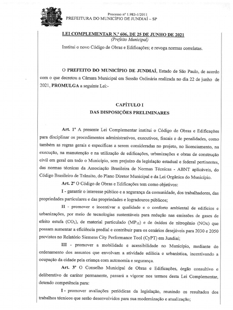 Lei - Complementar 606 2021 Original | PDF