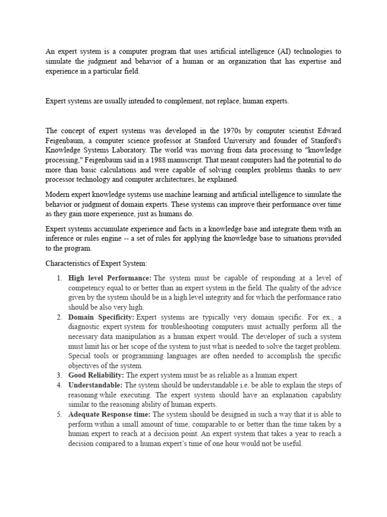 Expert System | PDF | Expert | Knowledge