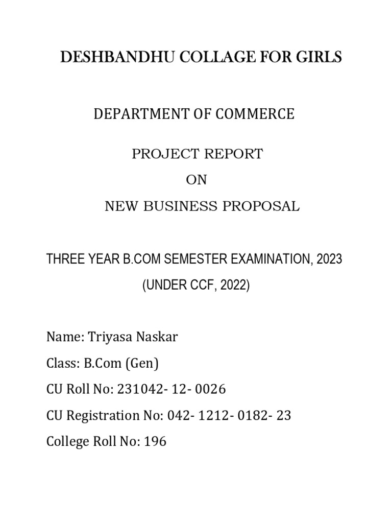 Business Plan Projects Bcom First Year | PDF | Retail | Marketing