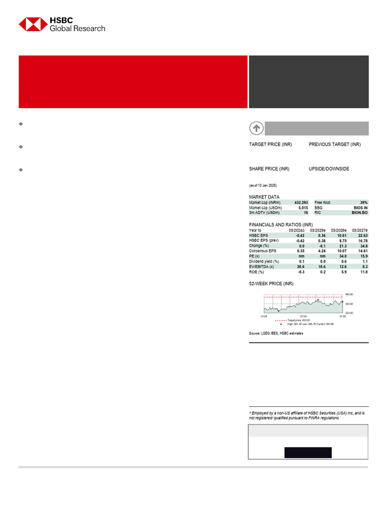 Biocon HSBC 2025 QPQ | PDF | Stocks | Investing
