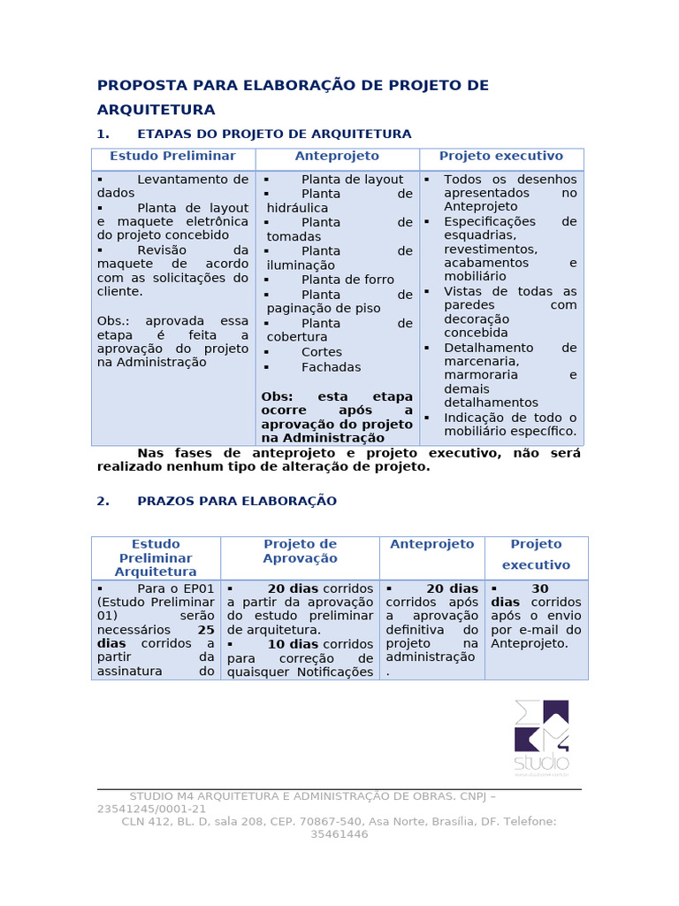 STUDIO M4 Modelo de Proposta de Arquitetônico | PDF