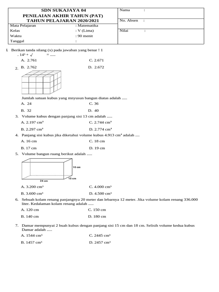 Soal PAT Matematika 5 | PDF