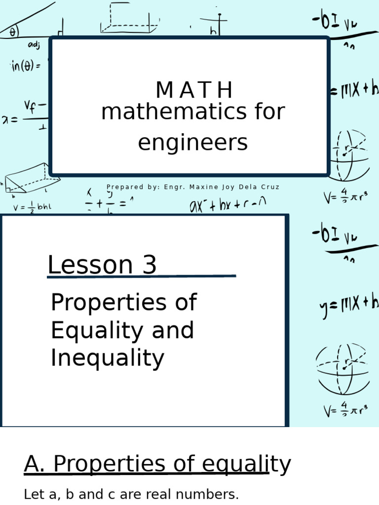 Lesson 3 Properties of Equality and Inequality | PDF