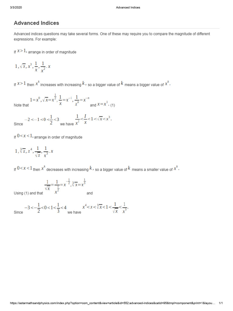 Advanced Indices | PDF