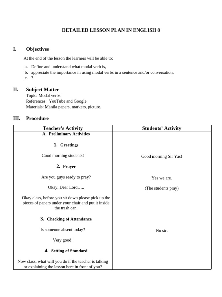 Lesson Plan 100127 | PDF | Verb | Syntax