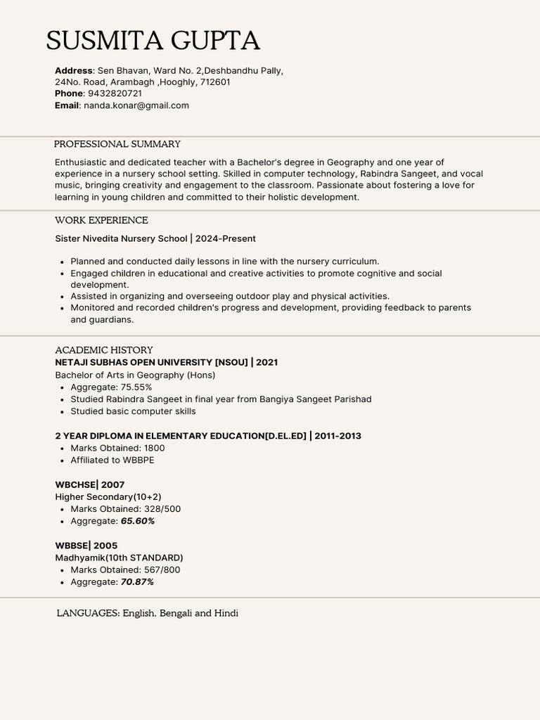 Resume Susmita | PDF