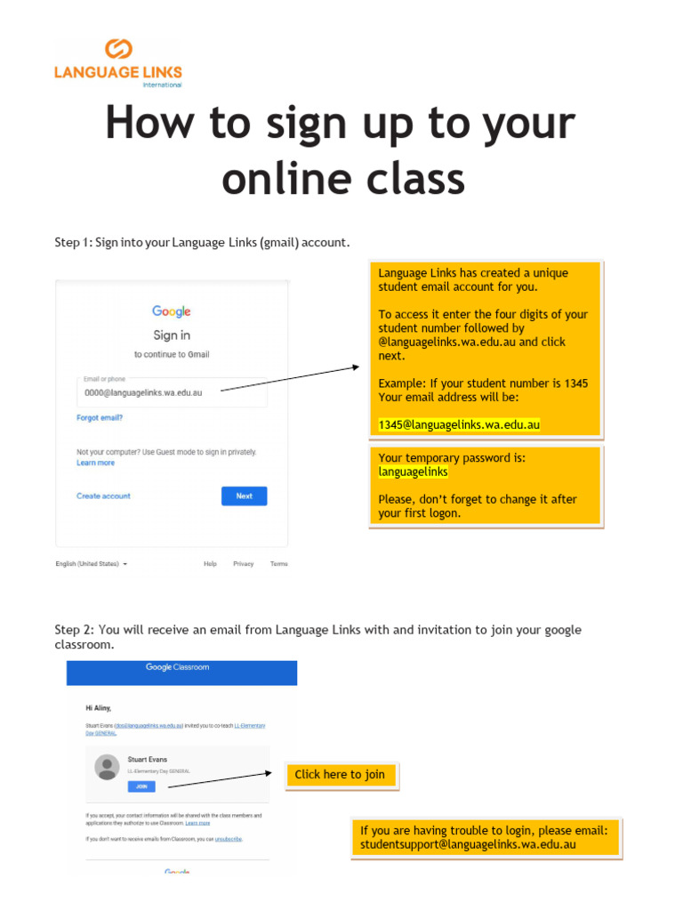 How To Login To Google Class and Online Classes. | PDF