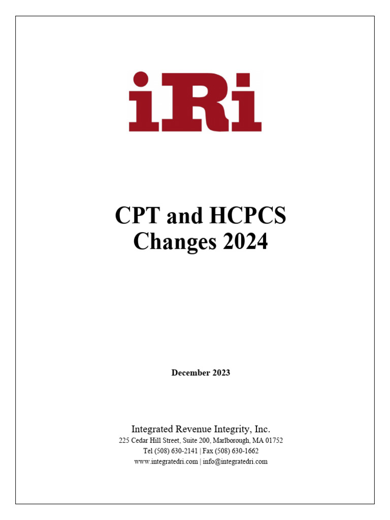 CPT and HCPCS Changes 2024 Manual 002 | PDF | Patient | Hospital