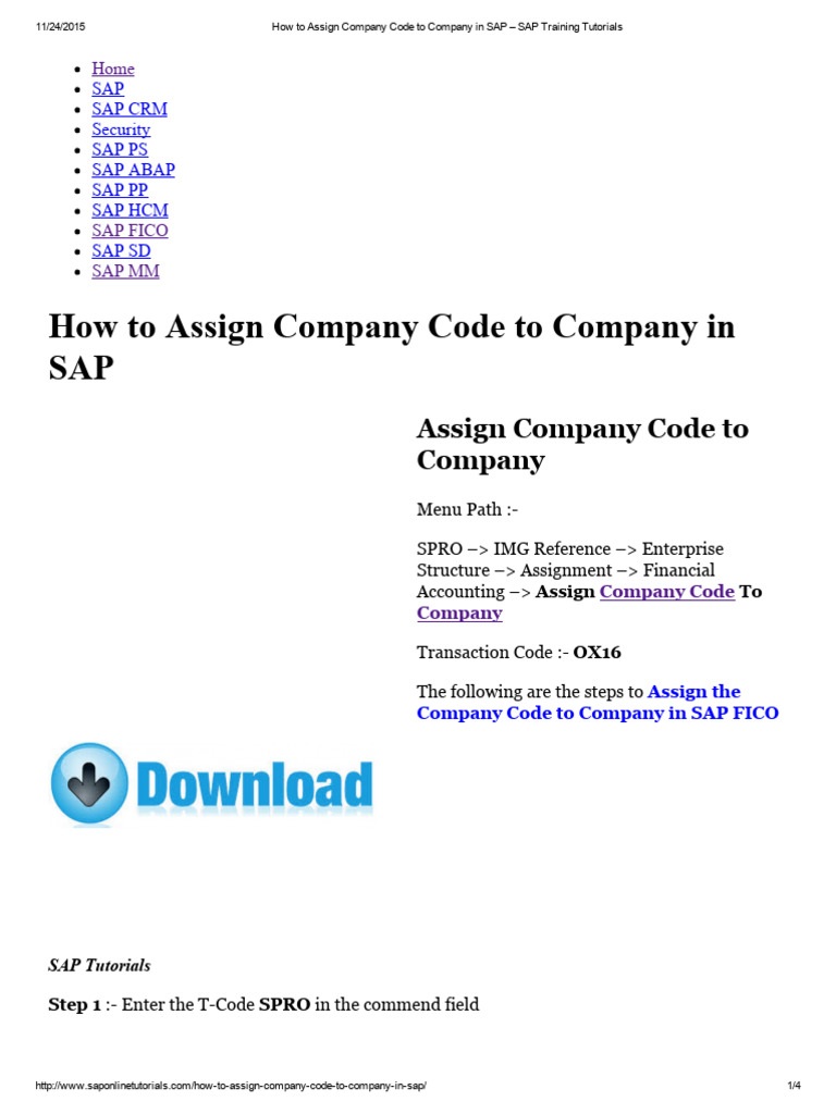 3 How To Assign Company Code To Company in SAP - SAP Training Tutorials ...