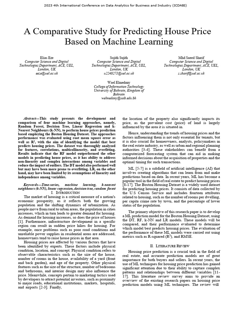 A Comparative Study For Predicting House Price Based On Machine ...
