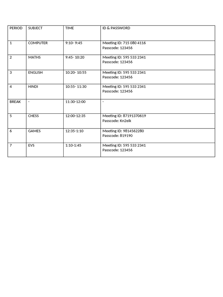 Time Table 23.09.22 | PDF
