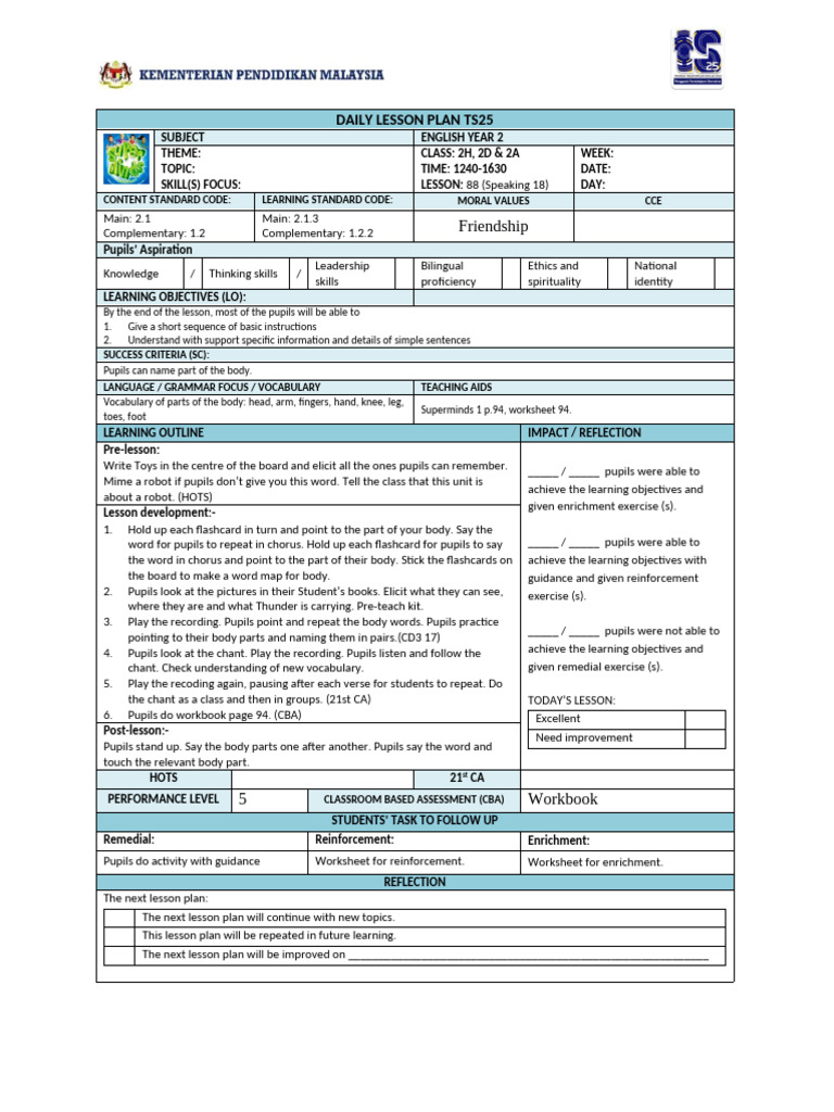 10.5 BI Y2 LP TS25 (Unit 8 LP 88-125) | PDF | Lesson Plan | Learning