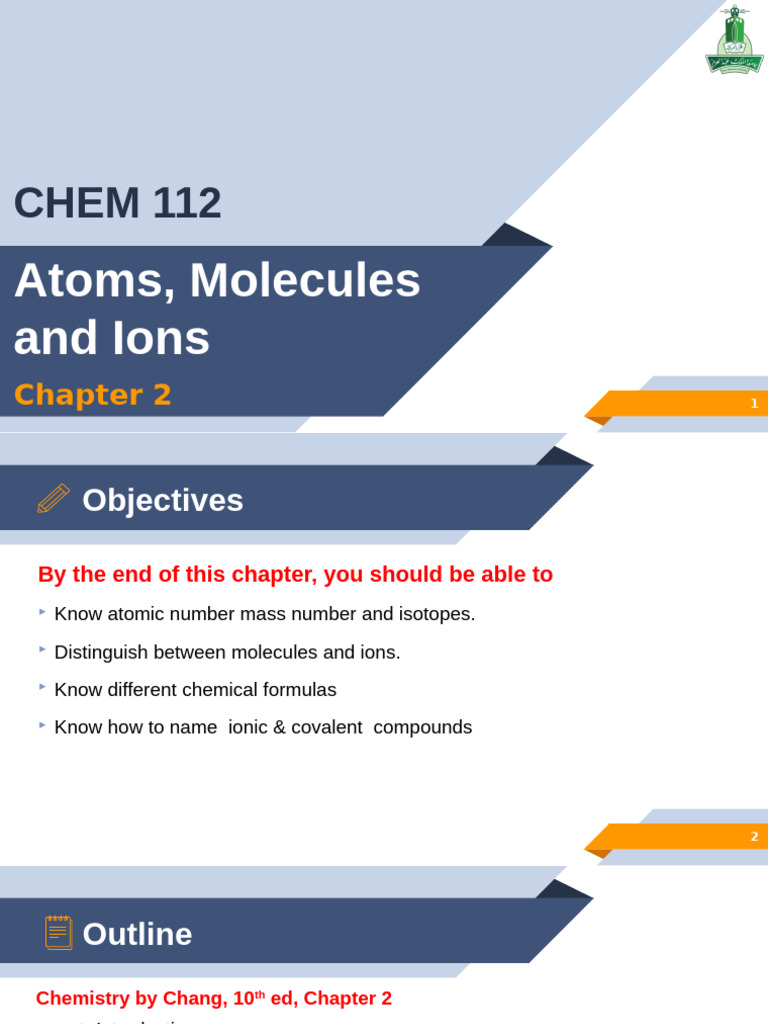 CHEM 112 - CH 2 - 1st 2023 - R | PDF | Ion | Chemical Compounds
