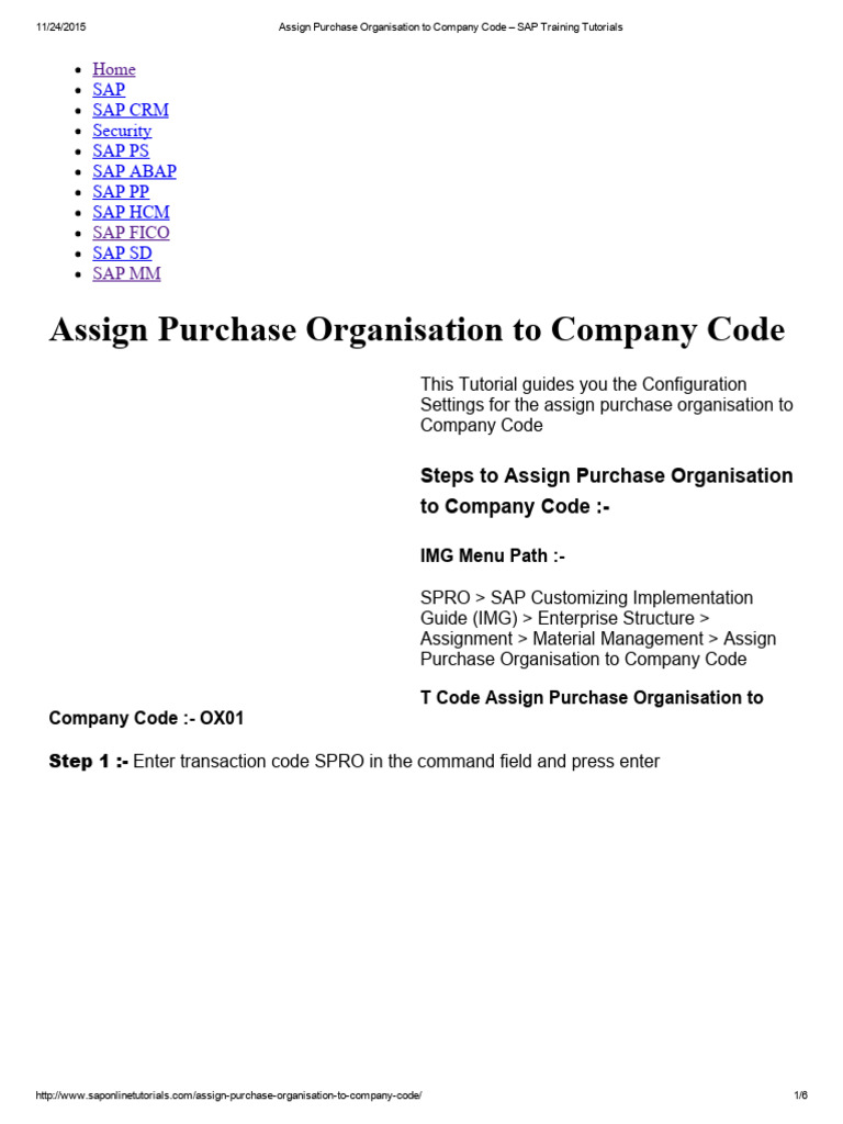 Assign Purchase Org to Company Code | PDF | Software | Computing