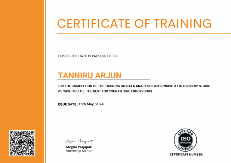 Tanniru Arjun - Data Analytics Internship - Training-2 | PDF